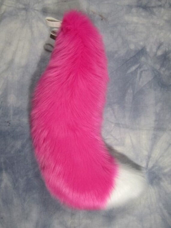 Faux Fur Costume Curvy Hot Pink Fox Tail with White Tip | Etsy