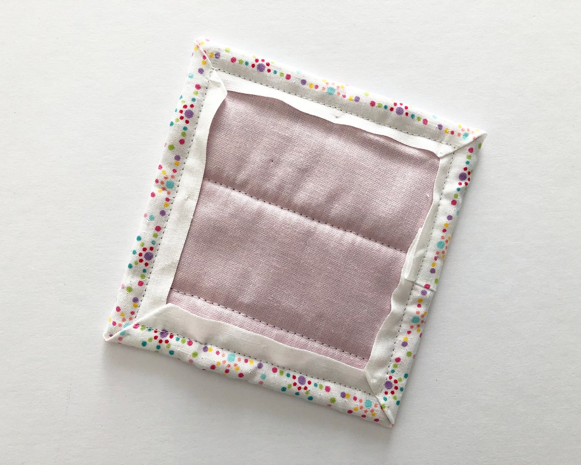 Set of Six Patchwork Mug Rugs in Red and Pink, Quilted Coasters, Fabric ...