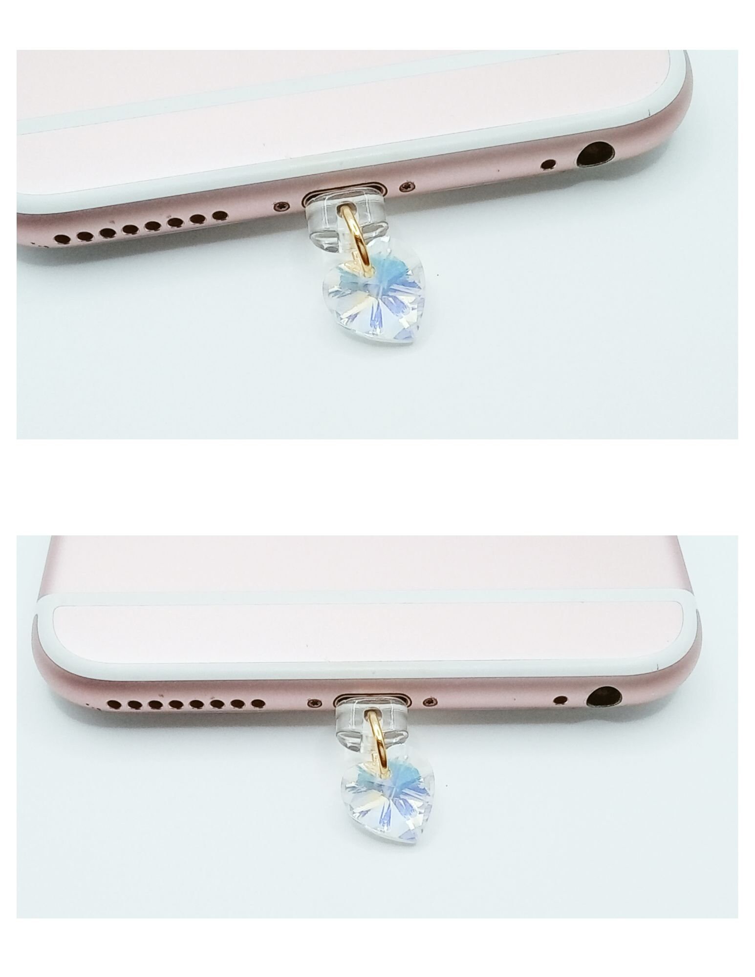 Crystal Dust Plug Charm, 3.5mm/ iPhone Headphone Port Plug Cover, Heart ...