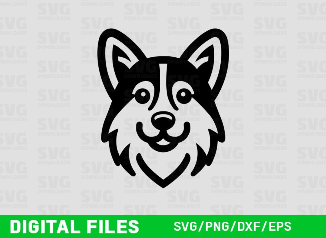 Corgi Head SVG, Corgi Face, Silhouette Cut Files, Cricut Files, Clipart ...