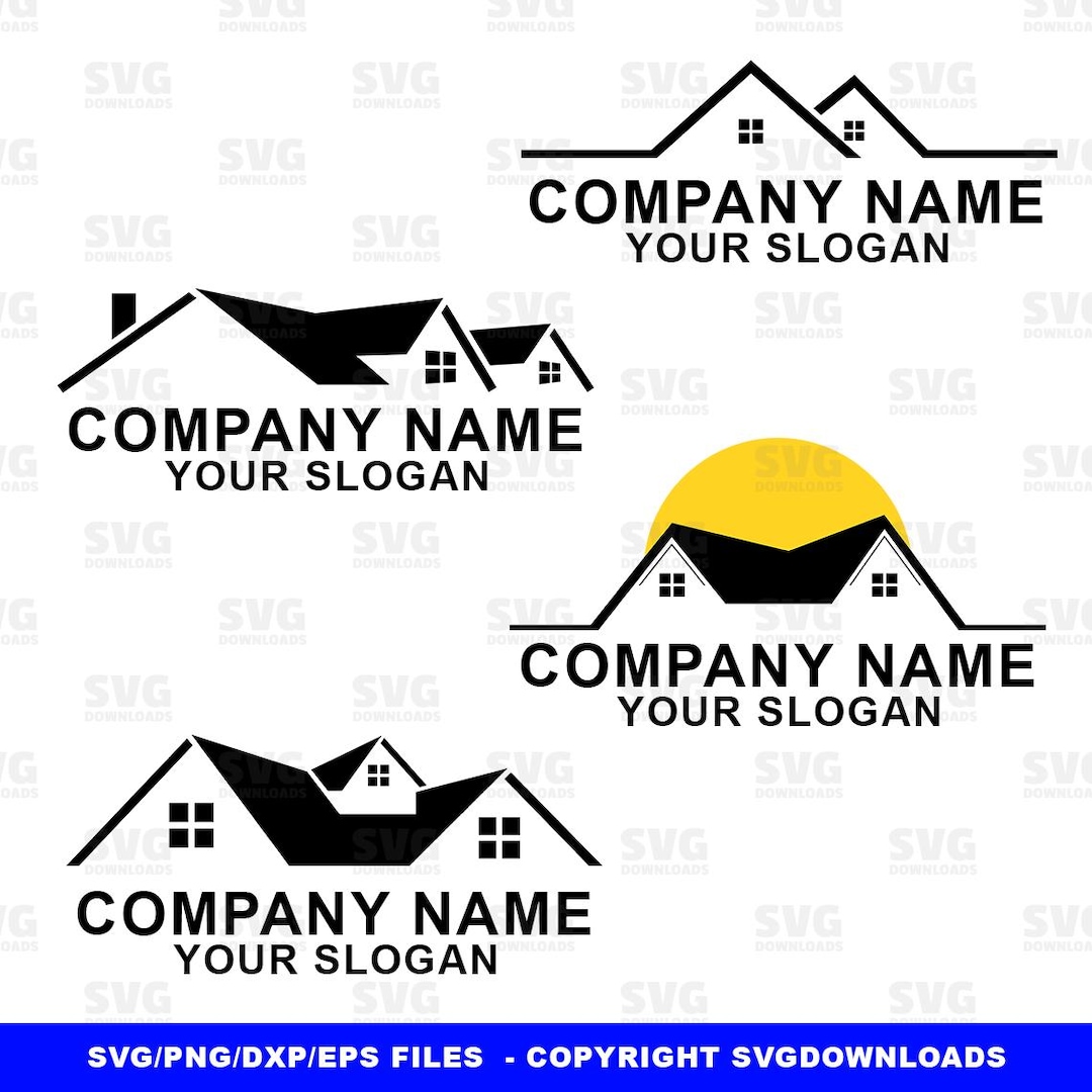 Roof Logo Bundle SVG, Roofing Logo PNG, Property Management, Real ...