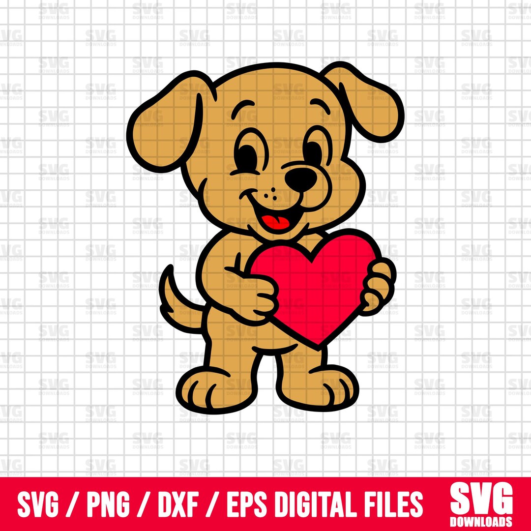 Cute Dog Holding Heart SVG | Puppy Love Design | Valentine Animal ...