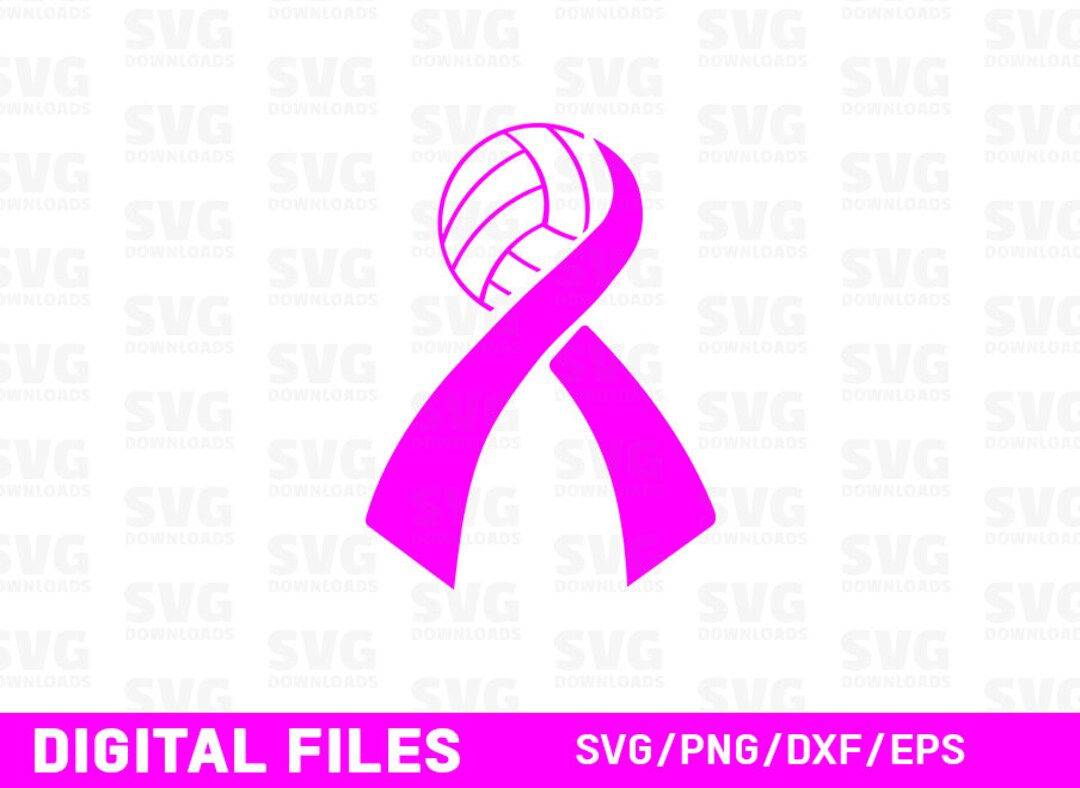Volleyball SVG, Volleyball Breast Cancer Ribbon SVG, Silhouette Cut ...