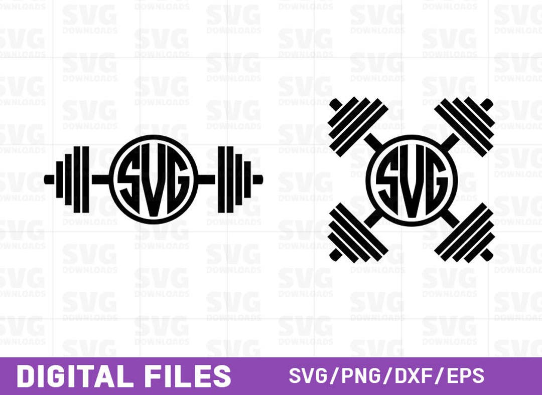 Barbell Monogram Frames SVG, Dumbell SVG, Crossfit SVG, Monogram Cut ...