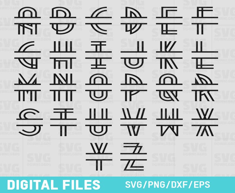 Split Monogram SVG Alphabet Set Split Letters Split SVG - Etsy