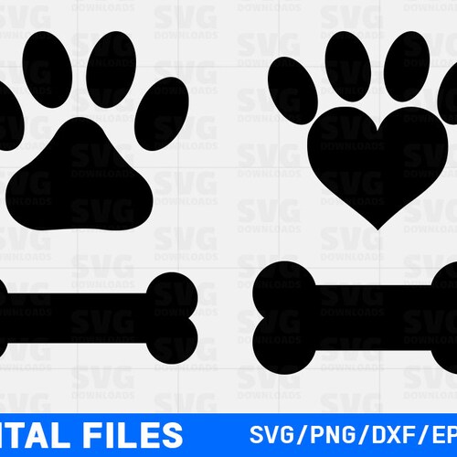 Dog Paw Print SVG Cut Files Dog Paw SVG Files Dog Bone SVG - Etsy