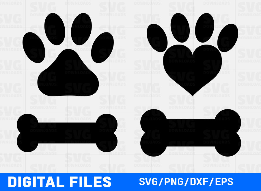Dog Paw Print SVG Cut Files | Dog Paw SVG Files | Dog Bone SVG | Cricut ...