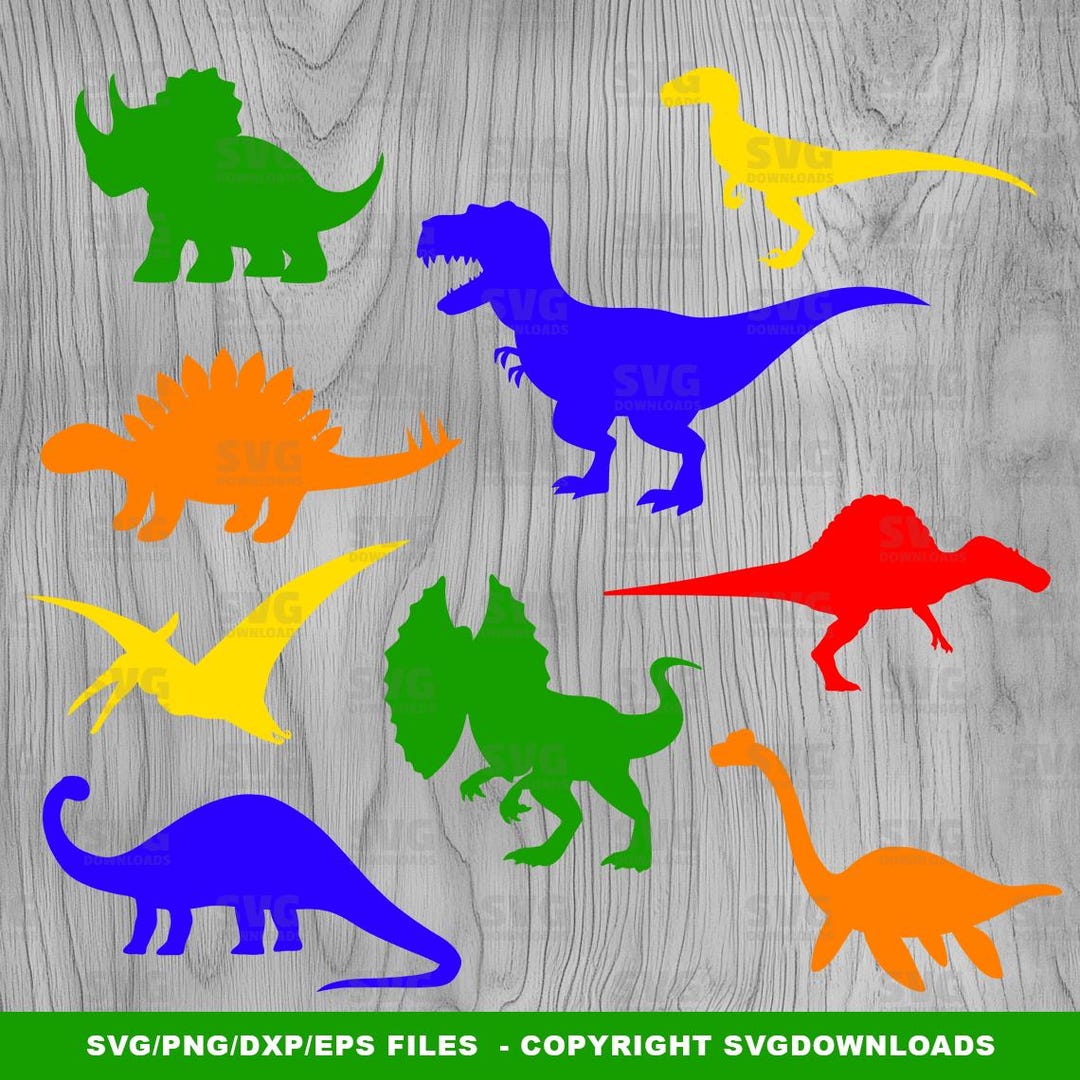 Dinosaur Bundle SVG, PNG Graphic, Silhouette Cut Files, Cricut Files ...