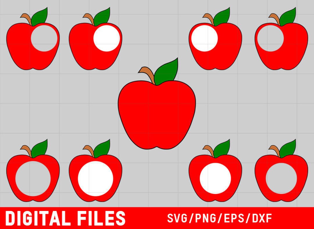 Apple Monogram Frames SVG | Apple SVG | Teacher SVG | Digital Files - Etsy