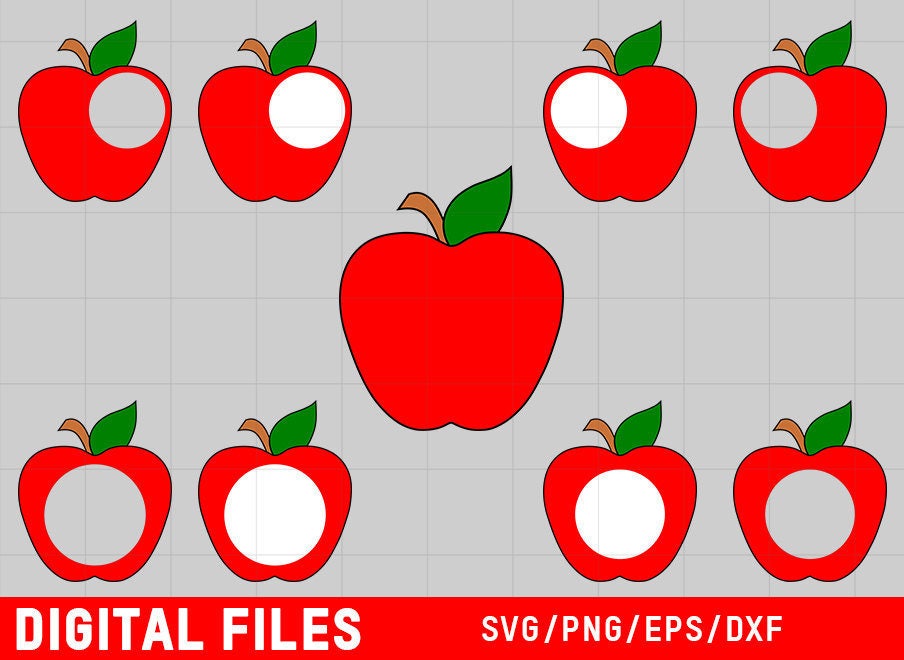 Apple Monogram Frames SVG Apple SVG Teacher SVG Digital - Etsy