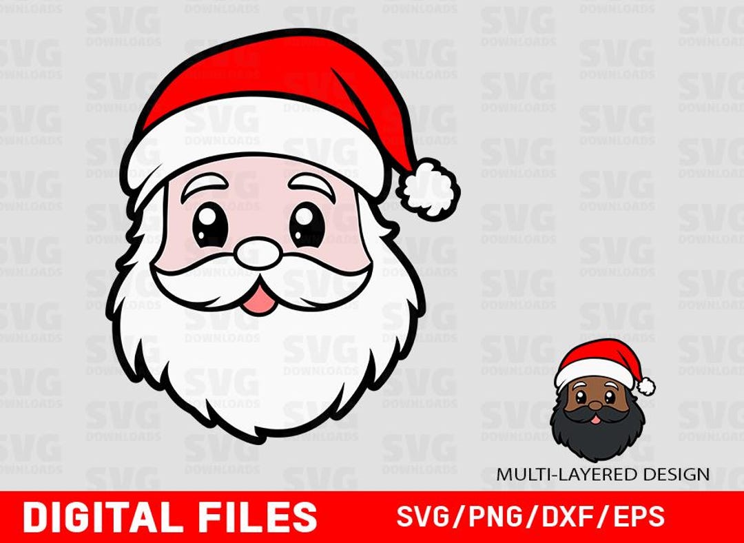 Santa Head SVG, Silhouette Cut Files, Cricut Files, Clipart, Printable ...