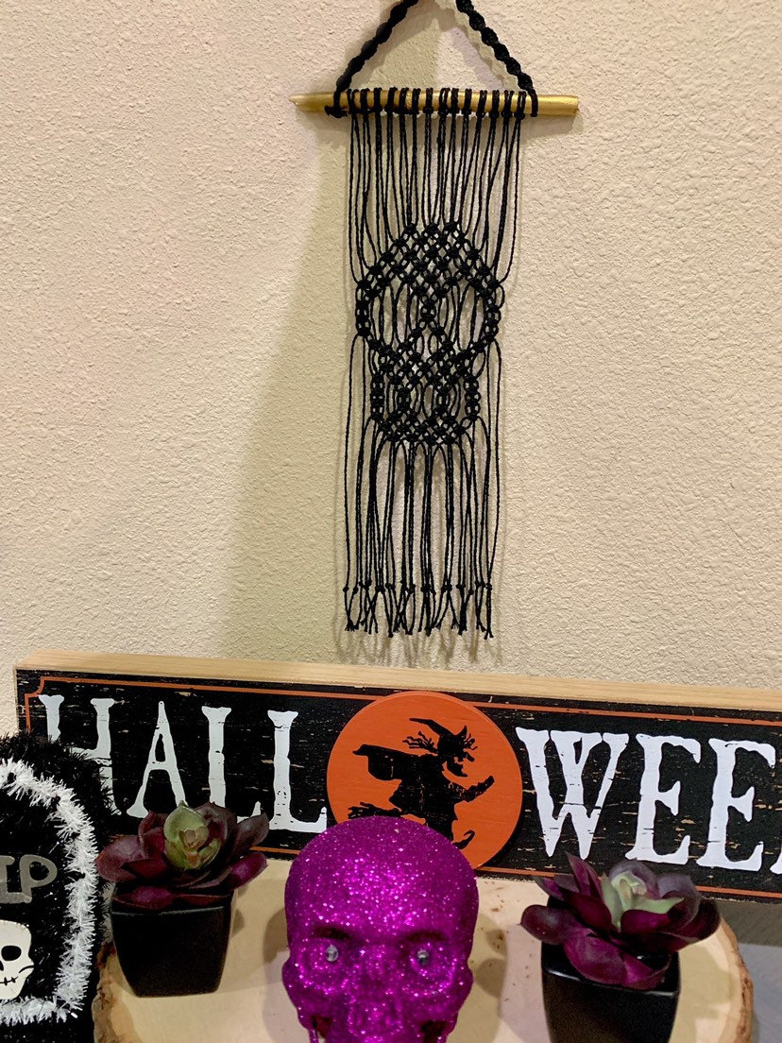 Skull macrame wall hanging macrame wall hanging goth decor | Etsy