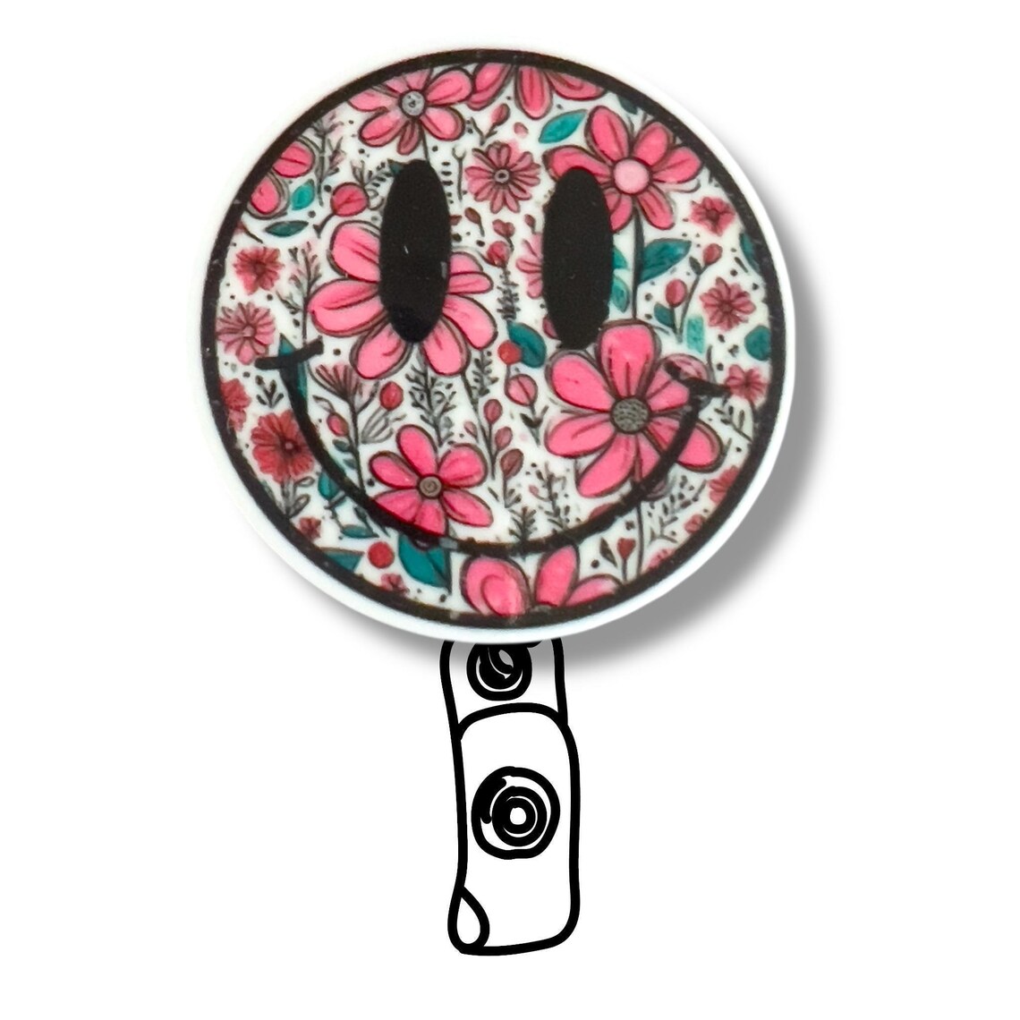 Smiley Face Badge Reel: Glittery Retractable ID Holder - Etsy