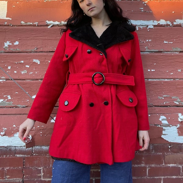 Faux Fur Collar and Cuffs Coat - Etsy UK