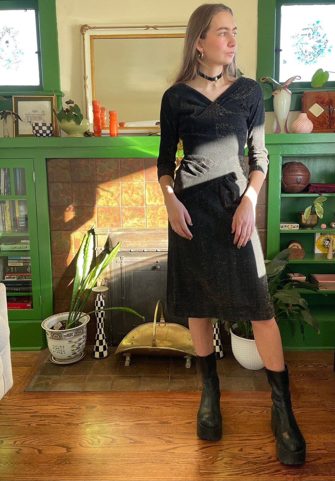 1950s Grace Da Pozzo Lamé Black and Gold Draped Dress Size XS Small - Etsy