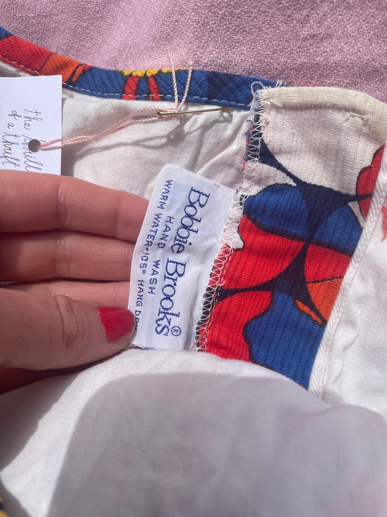 1960s Bobbie Brooks Mod Dot and Poppy Print Textured Cotton - Etsy