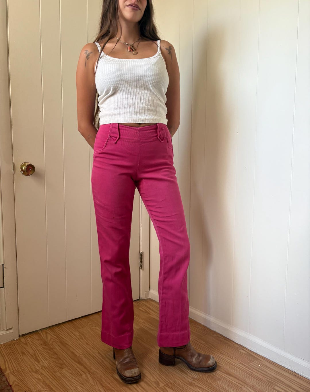 1960s Hot Pink Western Flares Size X-small - Etsy