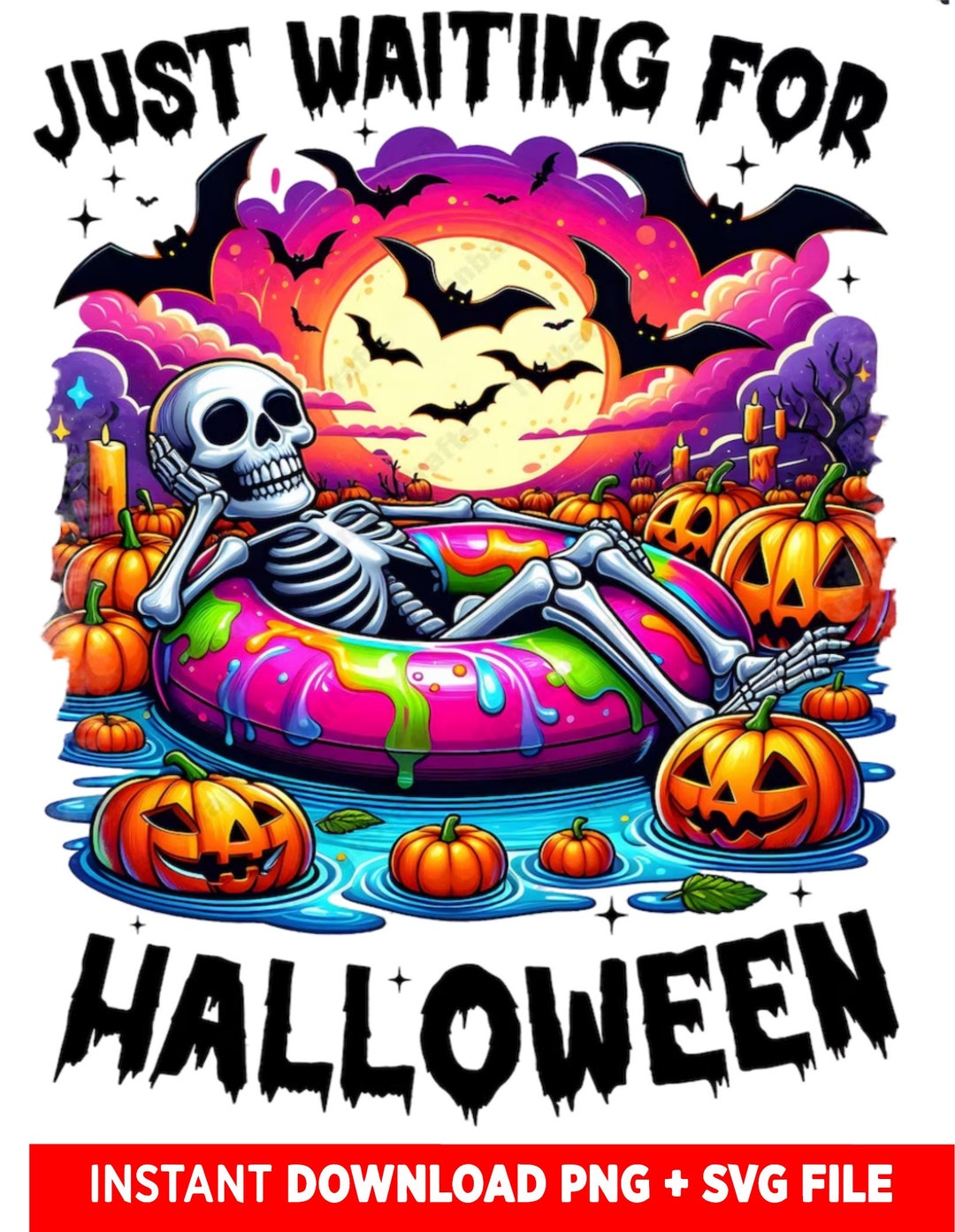 Just Waiting for Halloween PNG, Cute Summerween Clipart, Spooky Summer ...