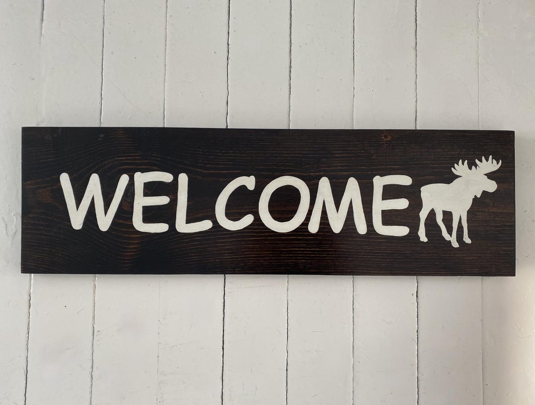 Rustic Moose Welcome Sign - Home Decor - Etsy