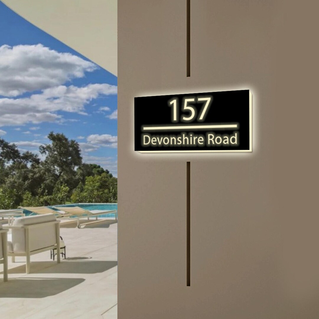 Custom Metal LED House Numbers Sign,modern Backlit Illuminated House ...