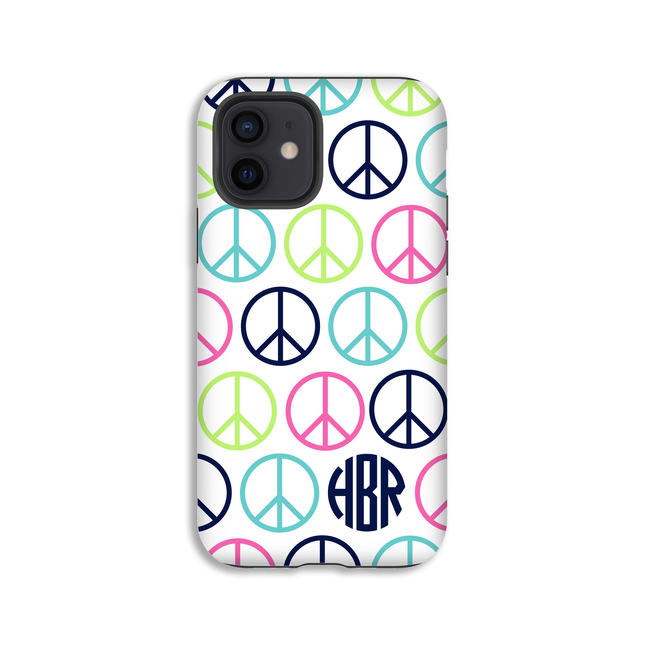 Peace sign patterned iPhone case monogram iPhone 12 case | Etsy