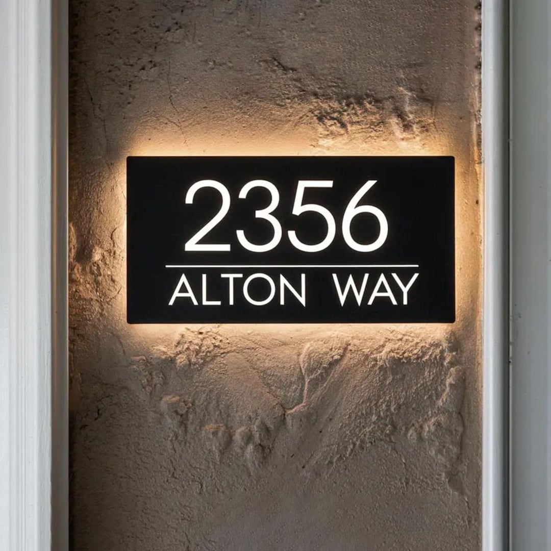 Custom LED House Numbers Sign,illuminated House Address Sign,outdoor Home Decor,modern Address ...