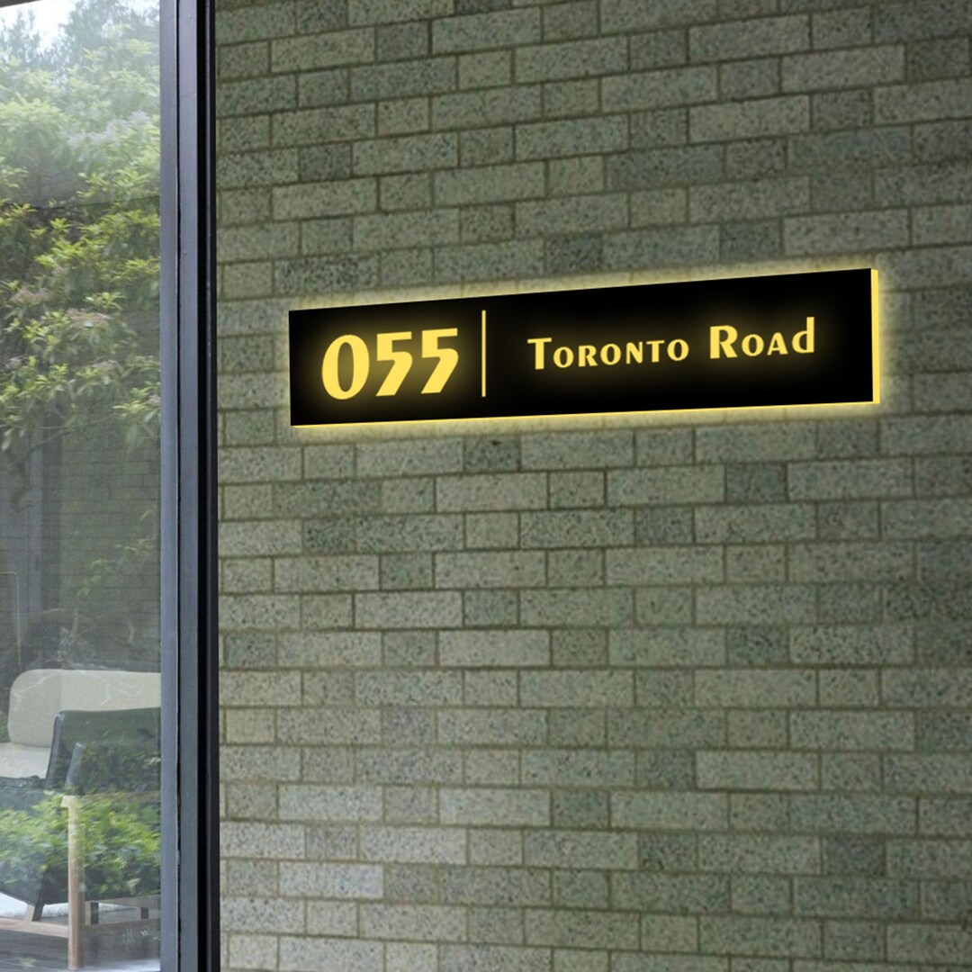 Custom Modern House Number Sign, Llluminated Metal Address Sign, LED ...