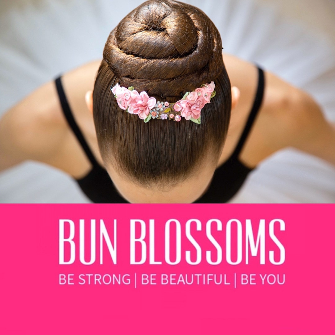 Bun Blossoms cherry Blossom 3 Bun Pin Pink Hand Sewn Ballet Bun-wrap W ...