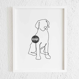 Labrador Retriever One Line Drawing Print. Printable Black and White ...