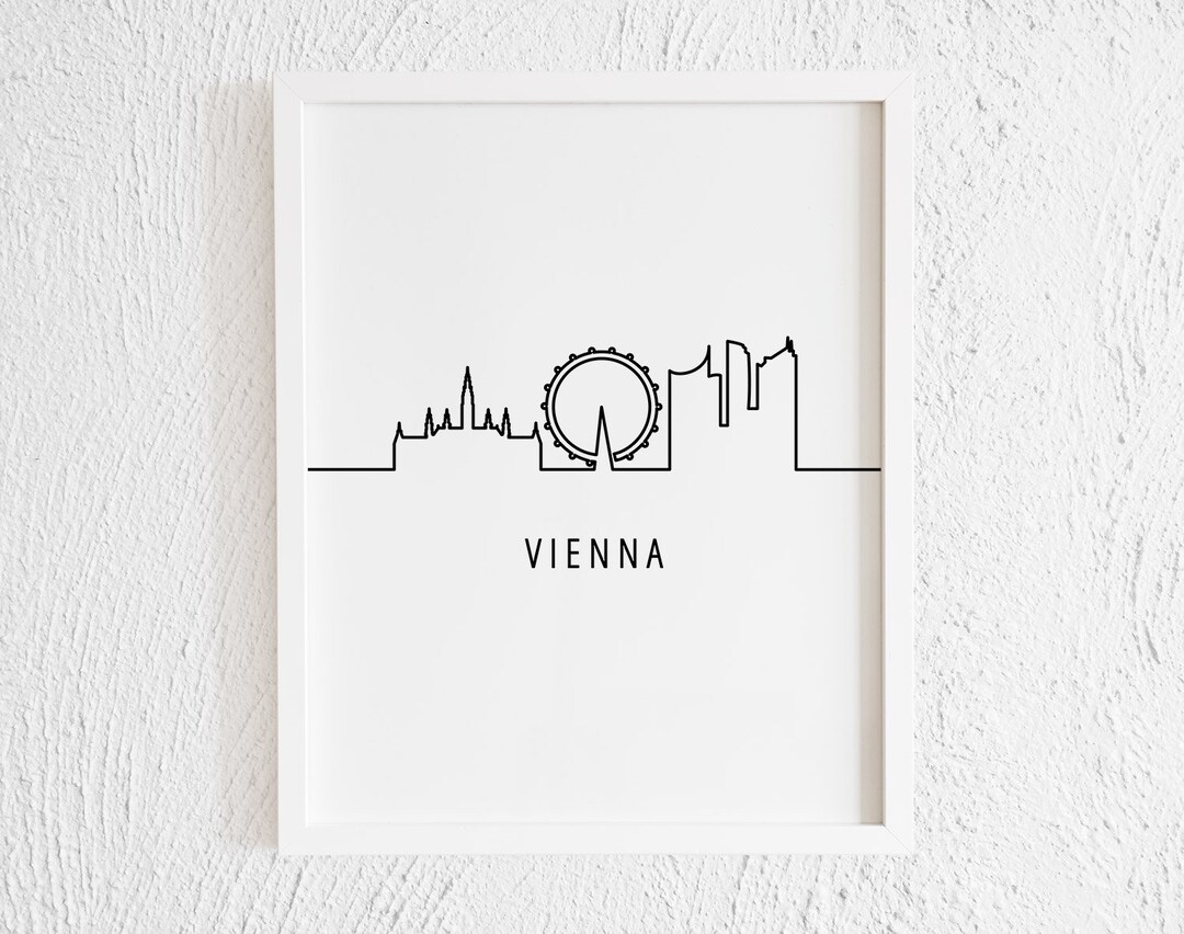 Vienna City Skyline Doodle Print. Minimalist Drawing One Line City ...