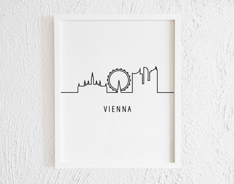 Vienna City Skyline Doodle Print. Minimalist Drawing One Line City ...