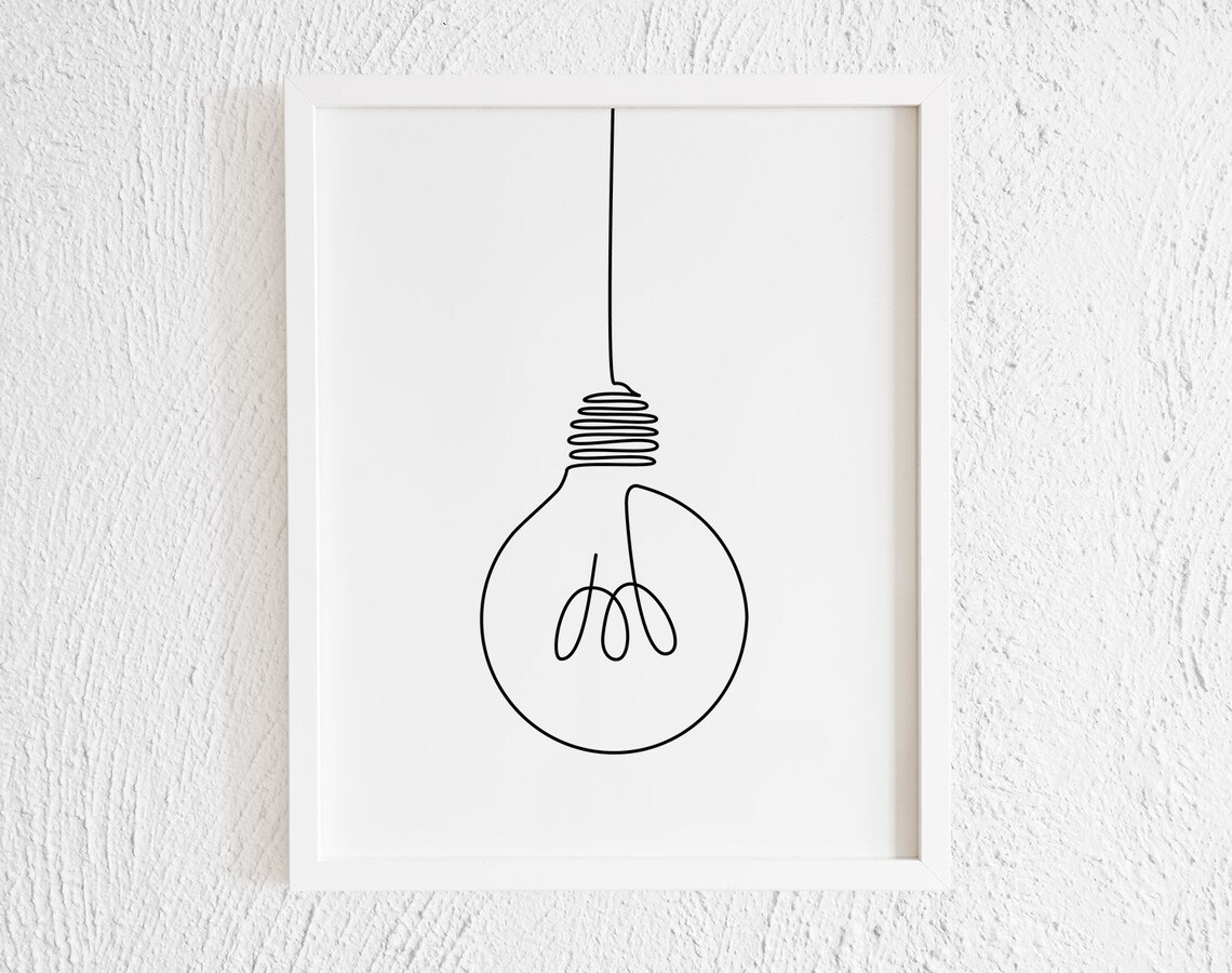 Lightbulb Doodle Print. Printable Minimalist Light Bulb | Etsy