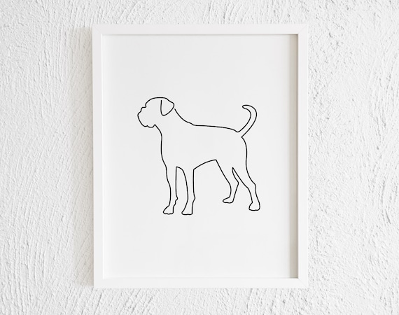 Boxer Dog With Long Tail Line Art Print. Printable Modern | Etsy