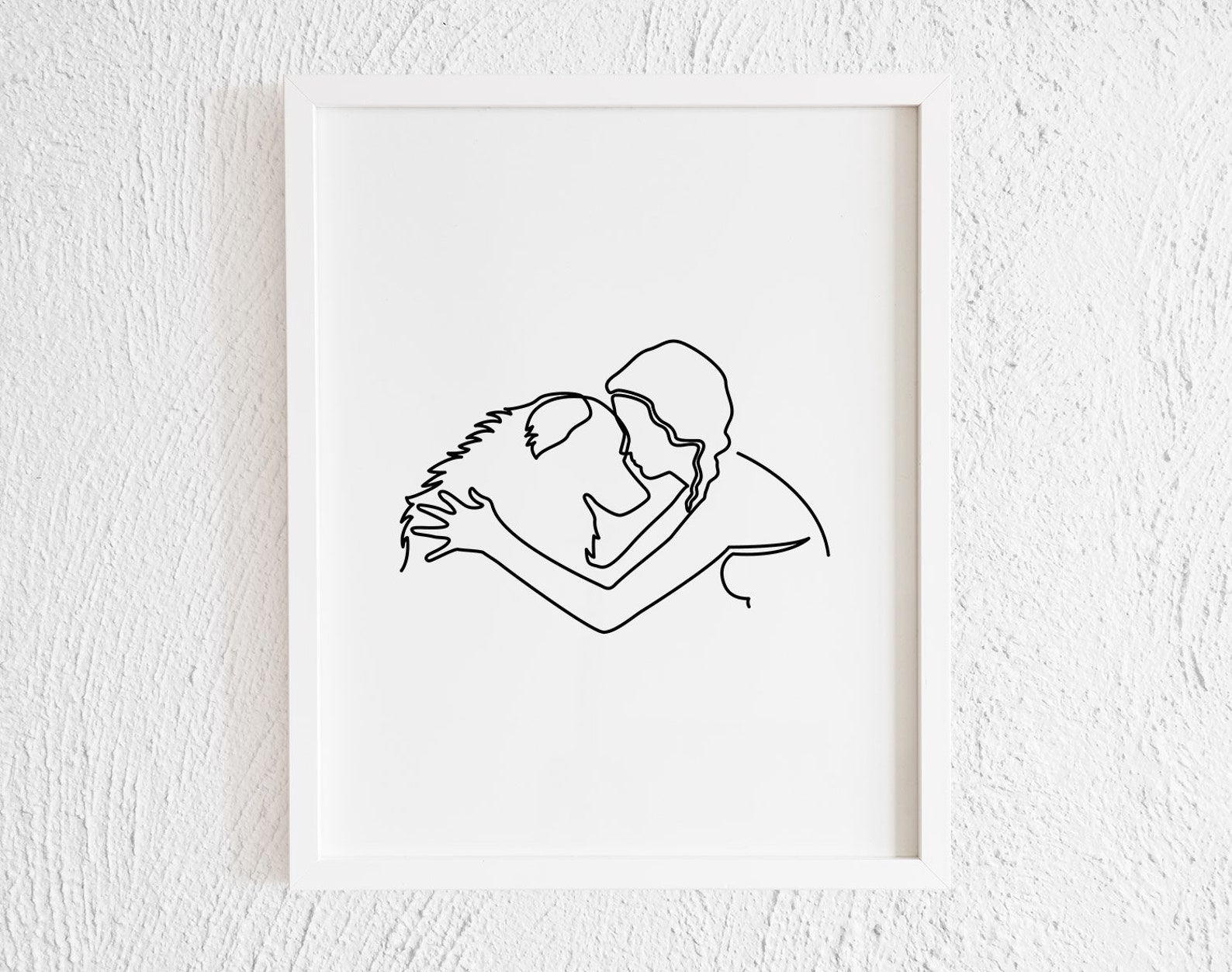 Girl With Golden Retriever One Line Drawing Print. Printable Modern Lab ...
