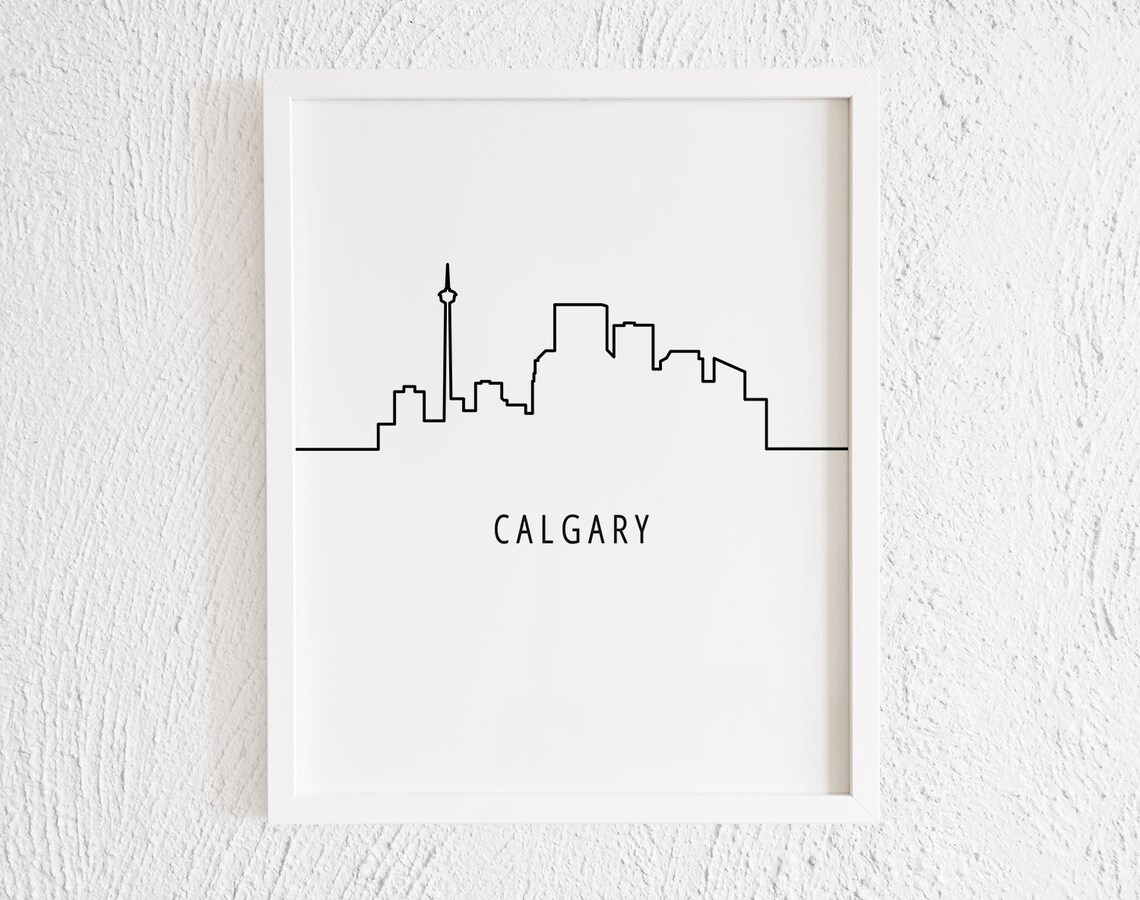 Calgary City Skyline Doodle Print. Minimalist Drawing One Line City ...