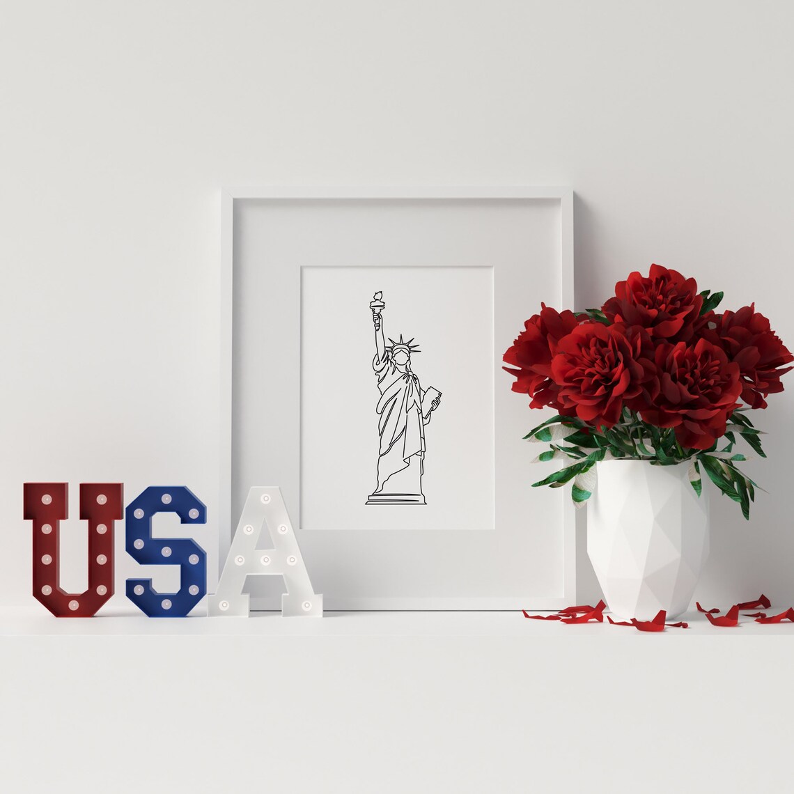 Statue of Liberty Doodle Print. Minimalist Drawing One Line - Etsy