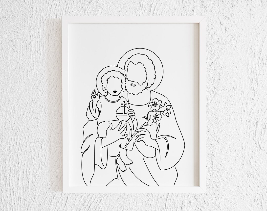 Saint Joseph Doodle Print. Printable Minimalist Jesus Christ Father ...