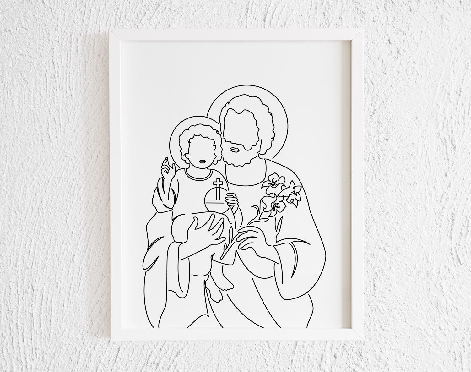 Saint Joseph Doodle Print. Printable Minimalist Jesus Christ Father ...