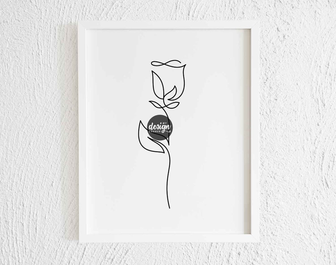 Minimalist Rose Line Art Print. Printable Flower Wall Boho Decor ...