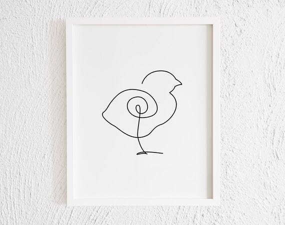 Baby Chicken Line Art. Minimalist Chick Doodle Print. Modern | Etsy Israel