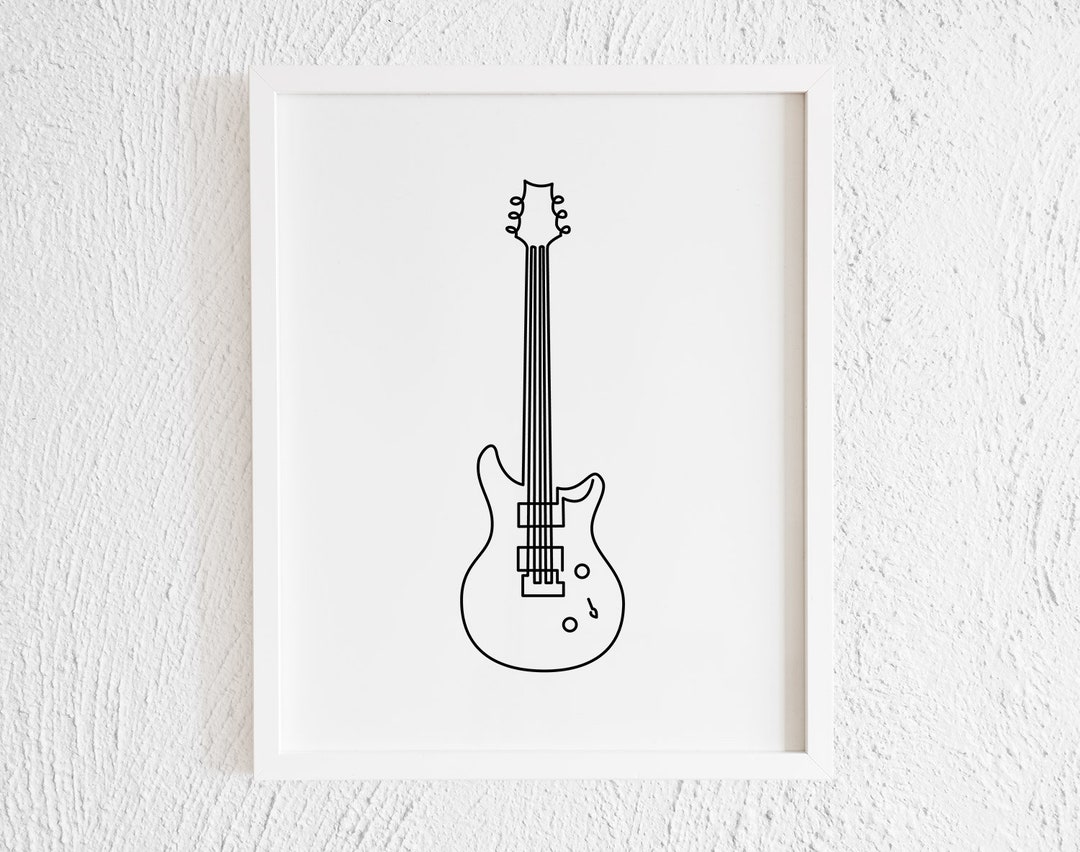 Electric Guitar RG Line Art Drawing Print. Printable Minimalist Fender ...