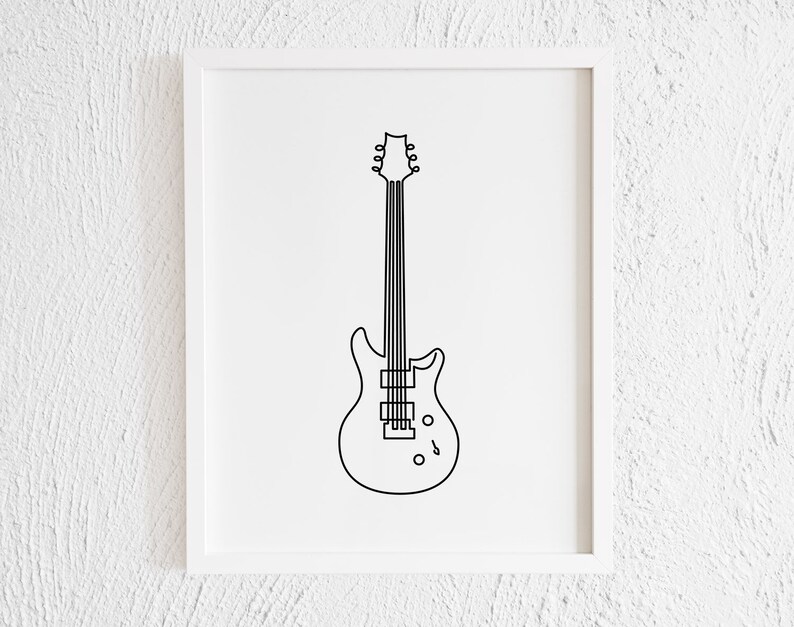 Electric Guitar RG Line Art Drawing Print. Printable Minimalist Fender ...