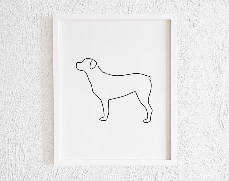 Rottweiler Profile One Line Drawing Print. Printable Black and White ...