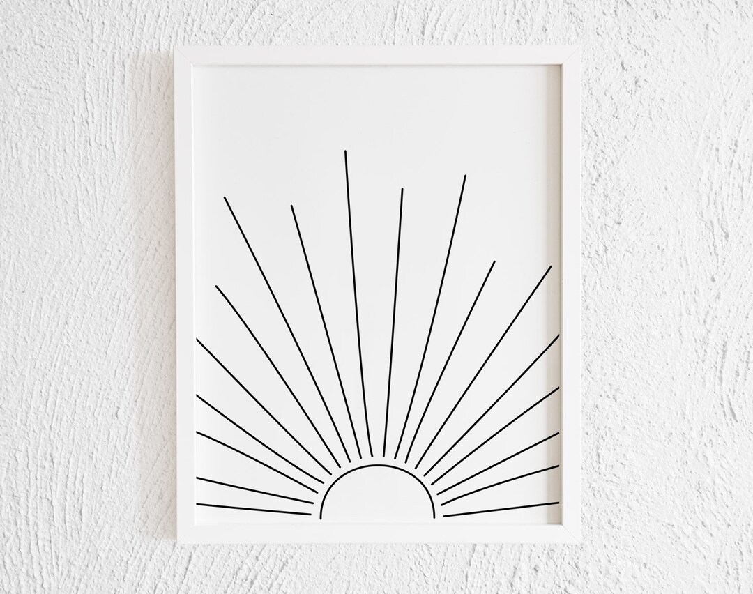 Minimalist Half Sun Drawing Doodle Wall Art Print. Printable Modern ...