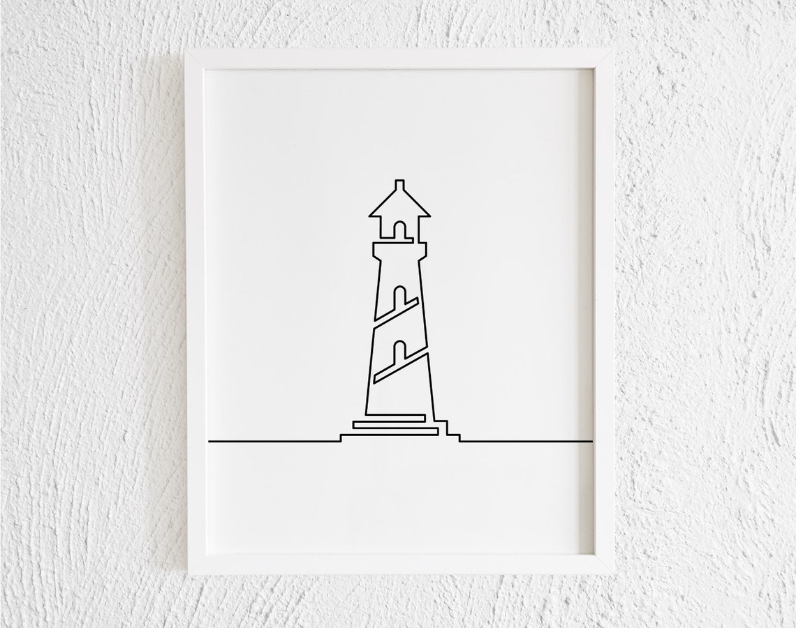 Lighthouse Line Art Print. Printable Minimalist Light Tower - Etsy