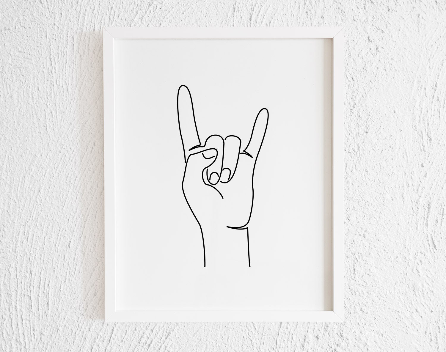 Rock On Hand Gesture Drawing Print. Printable Minimalist Rock | Etsy
