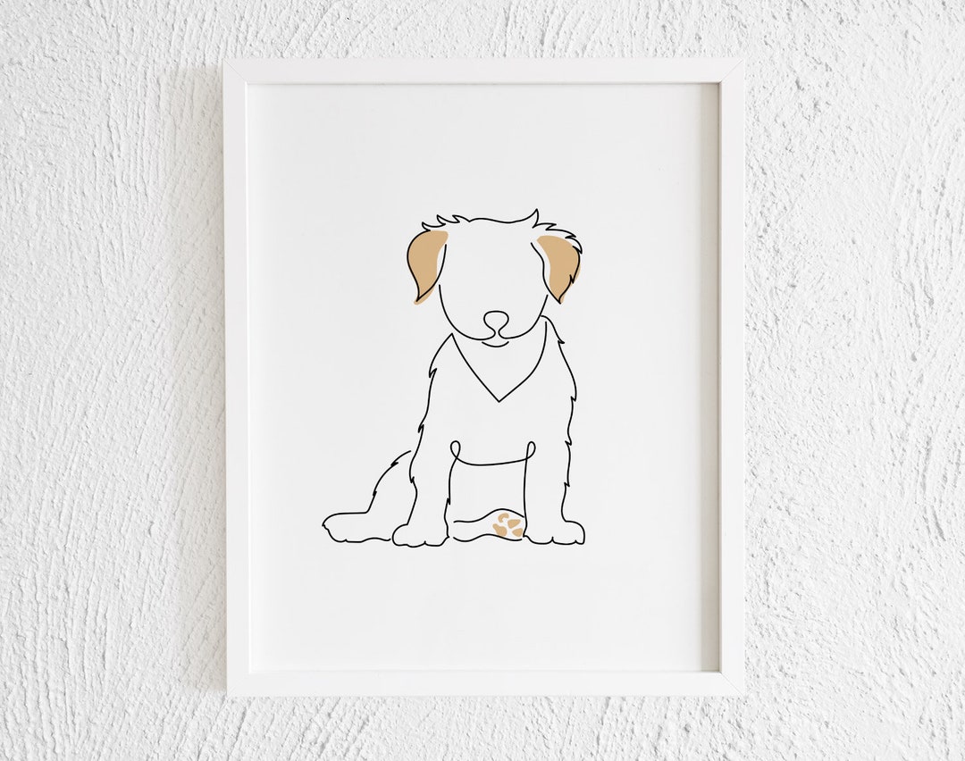 Golden Labrador Retriever Puppy Line Art Drawing Print. Printable ...