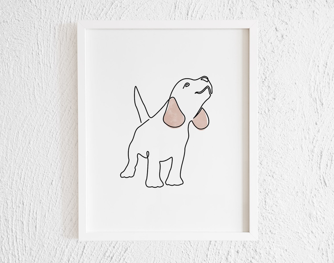 Beagle Puppy Howling Drawing Print. Printable Beagle With Neutral ...