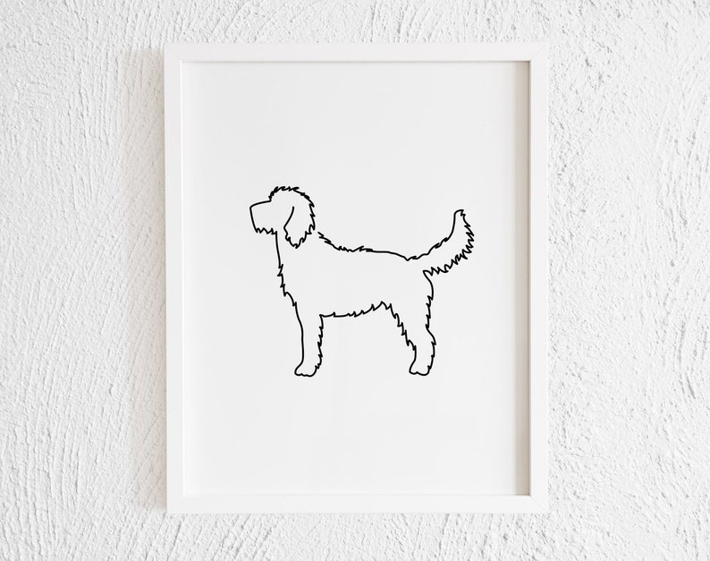 Goldendoodle Drawing Print. Printable Black and White Modern - Etsy