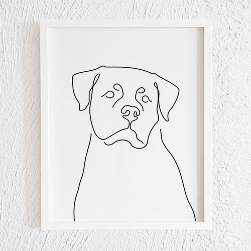 Labrador Retriever One Line Drawing Print. Printable Black and | Etsy